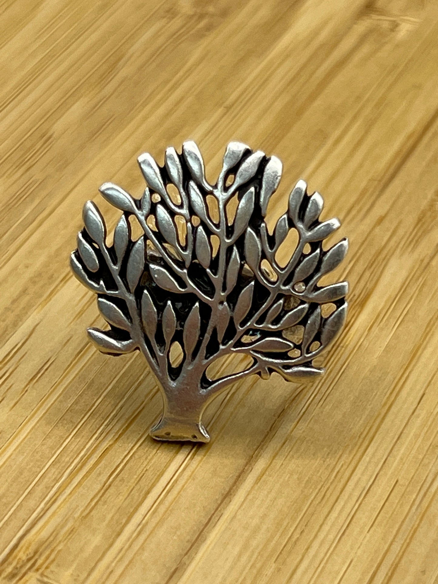 Silver Plated Olive Tree Ring Adjustable – HeyBou